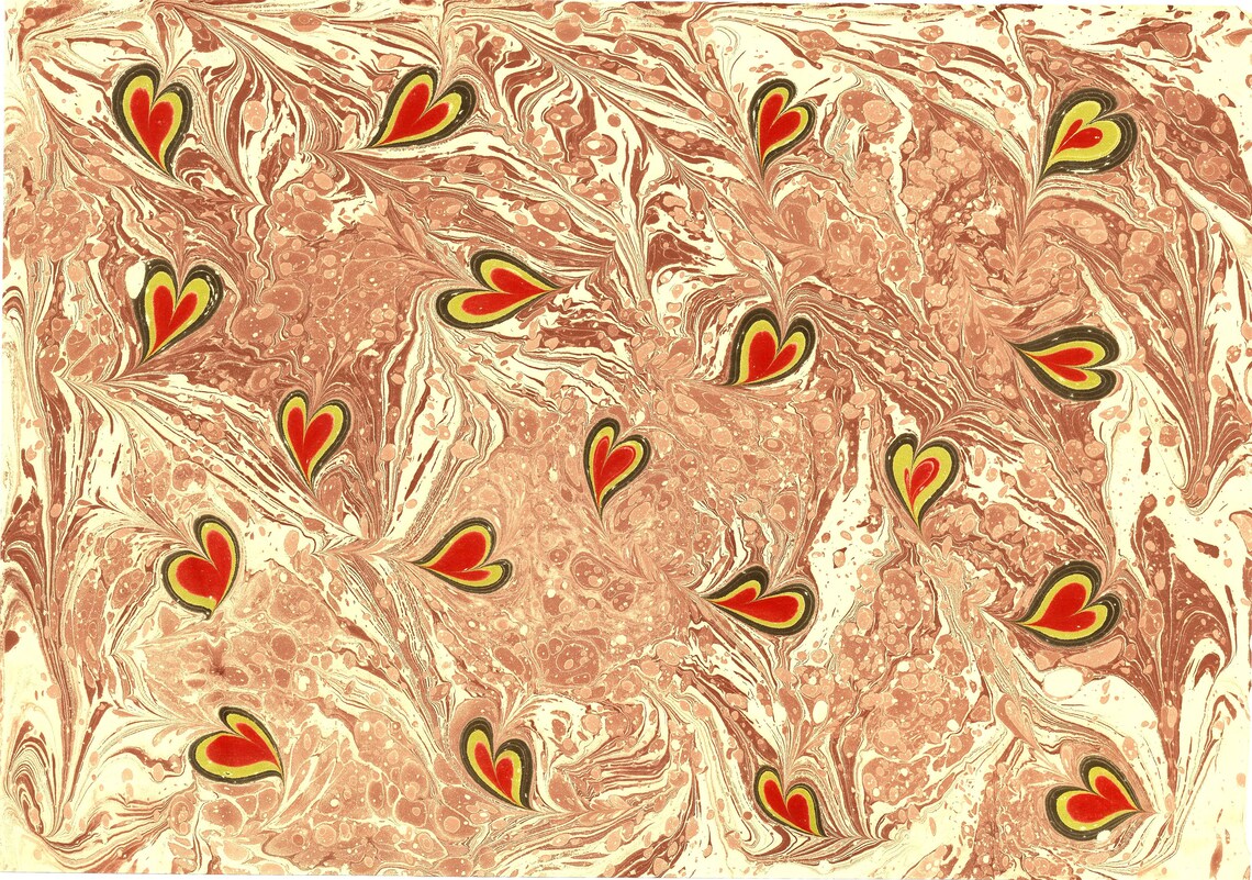 Heart Design Marbling Paper, Abstract Marbling Art, Marbling Paper With ...
