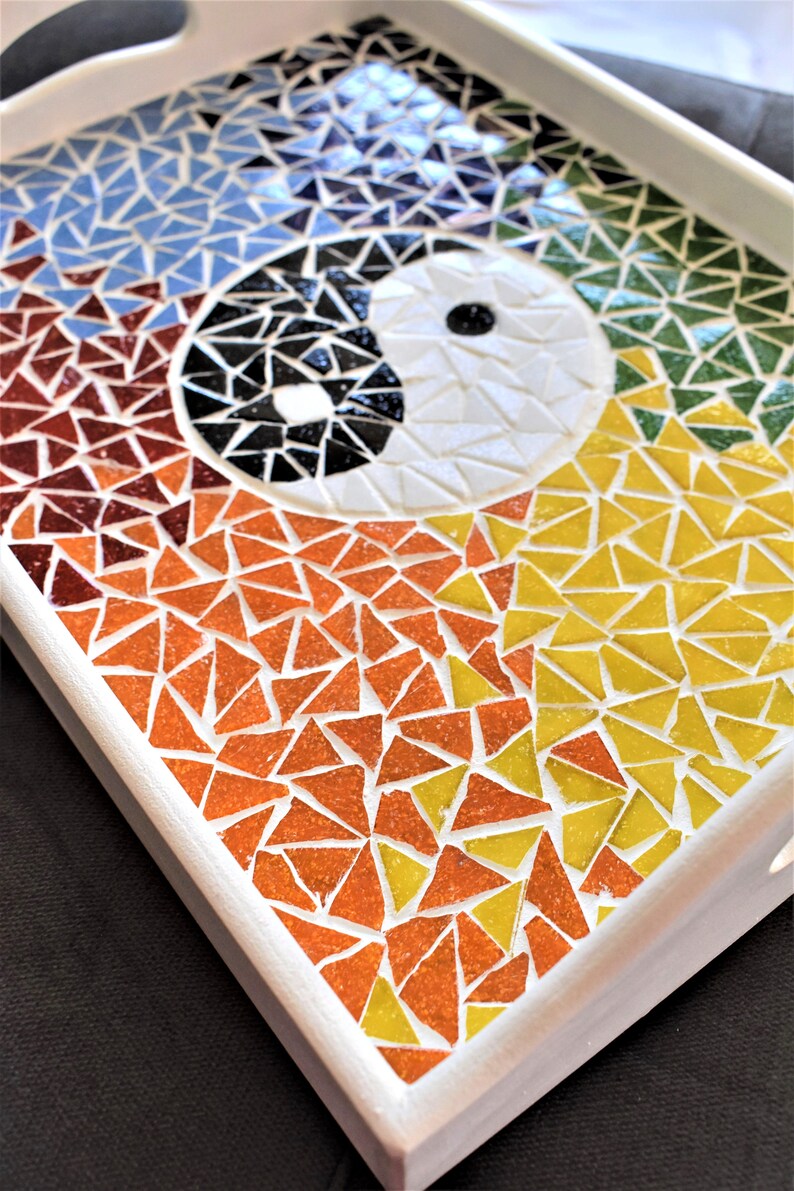 Ying Yang Tray,handmade Mosaic Serving Tray,ying Yang Tray,hand Cut ...
