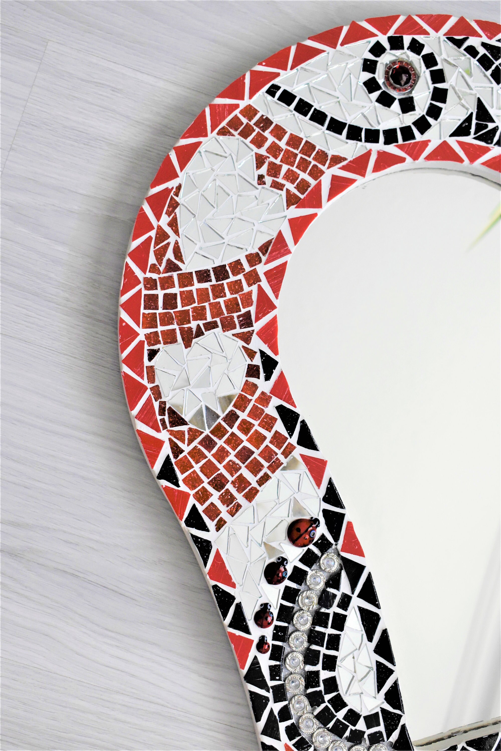 Large Heart Mosaic Mirror,red Mirror Wall Art,mosiac Heart Mirror,red ...