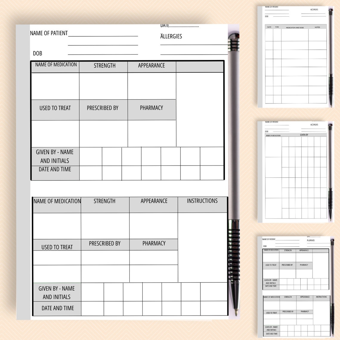 MEDICATION PLANNER Set Downloadable PDF Digital,printable, Editable ...
