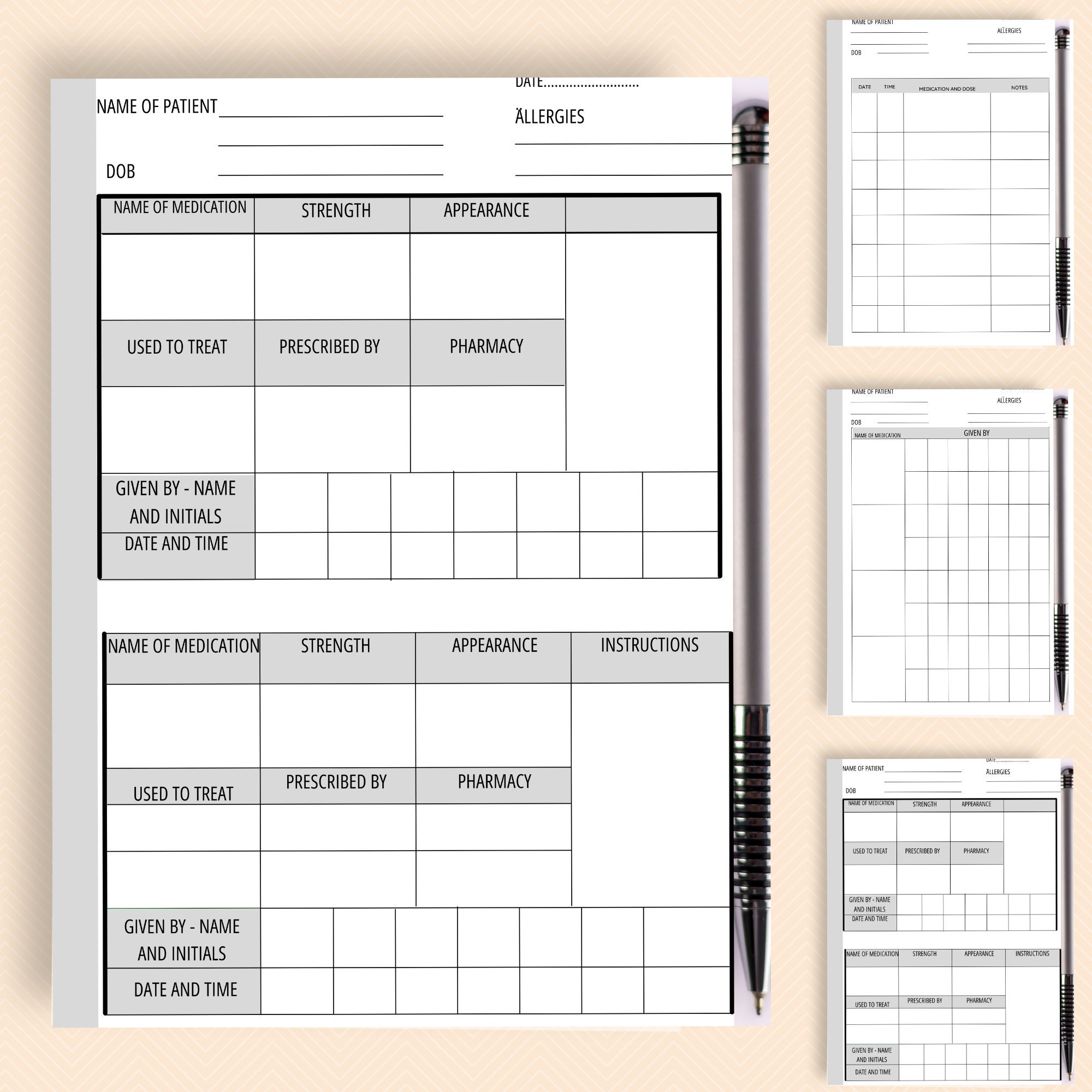 MEDICATION PLANNER Set Downloadable PDF Digital,printable, Editable ...