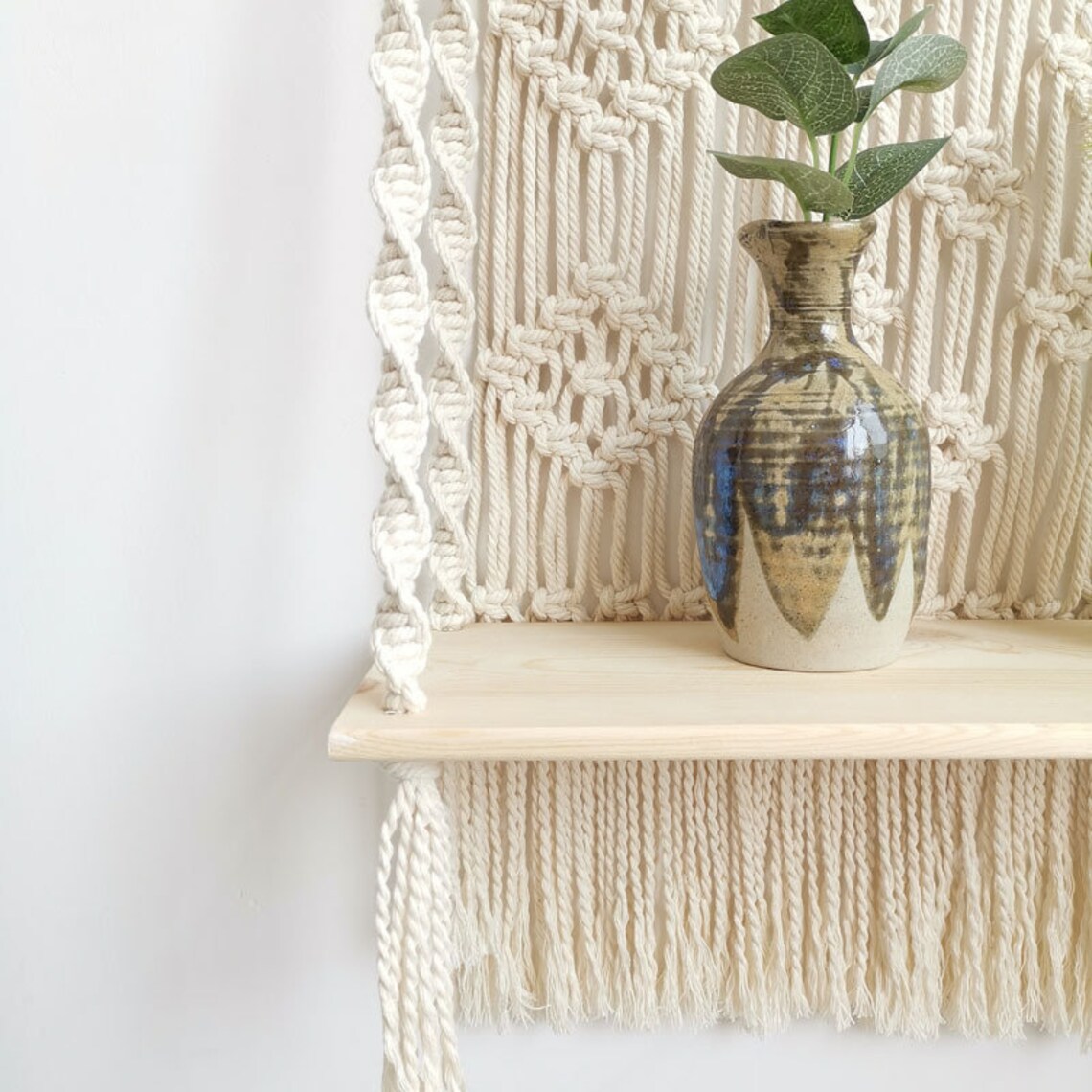 20"x31.5" Macrame Hanging Shelf, Macrame Floating Shelf, Boho Plant ...