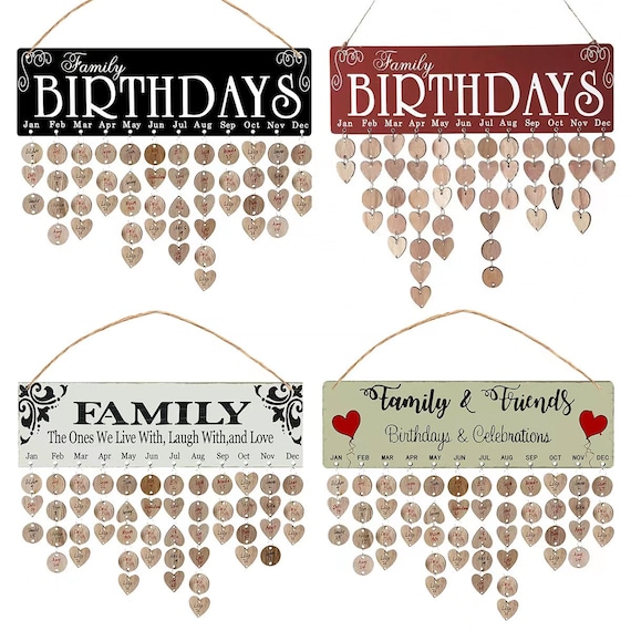 Rustic Wooden Family Birthday Calendar Birthday Tracker - Etsy