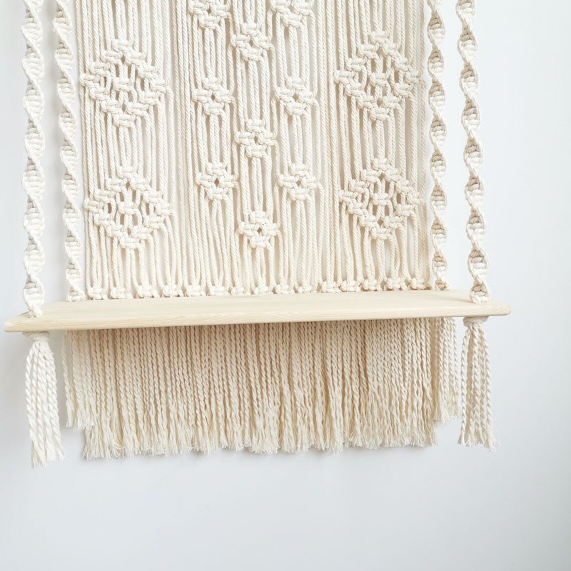 20"x31.5" Macrame Hanging Shelf, Macrame Floating Shelf, Boho Plant ...