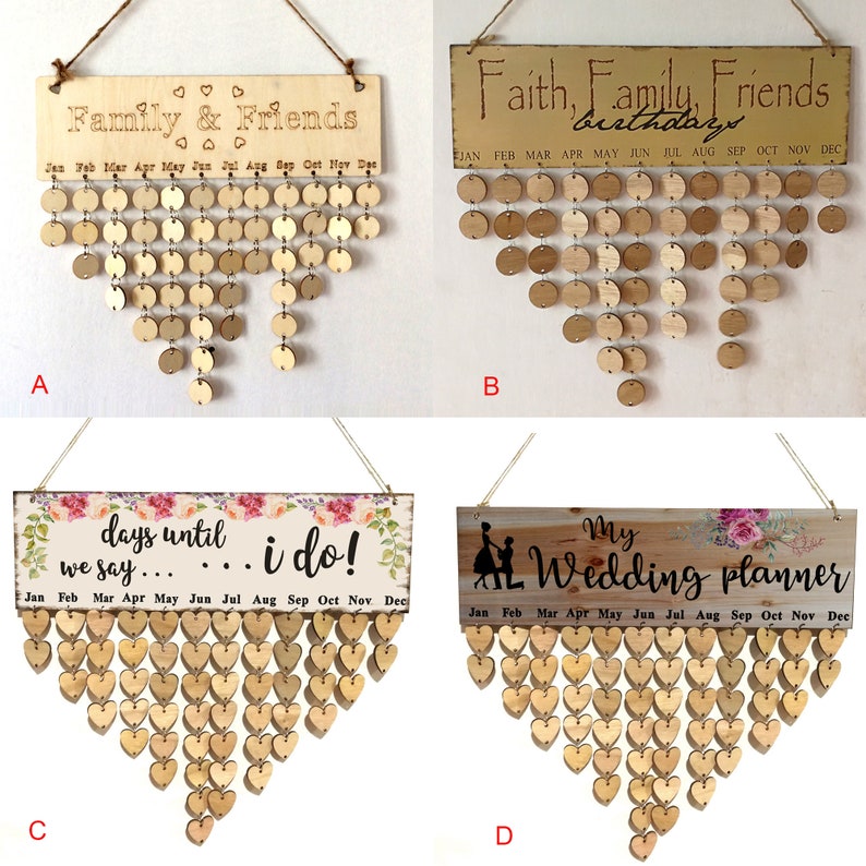 Personalised Wooden Birthday Calendar, Family Calendar, Birthday ...