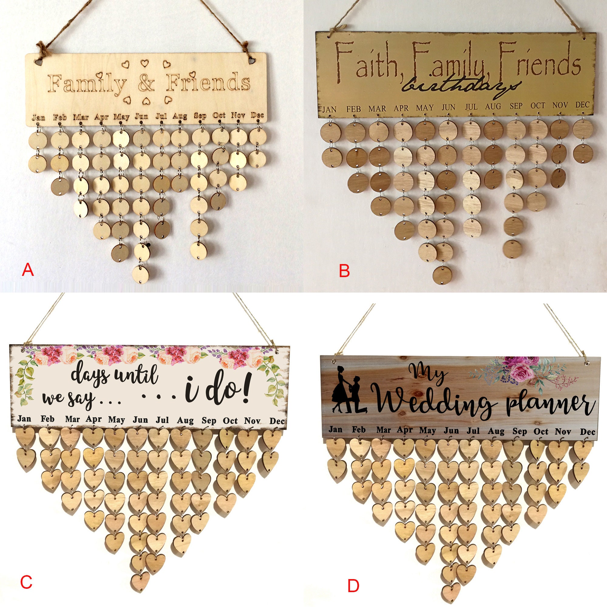 Personalised Wooden Birthday Calendar, Family Calendar, Birthday ...