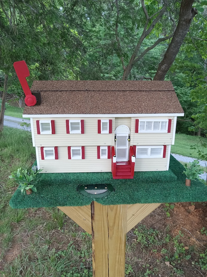 House Replica Mailbox-bi-level Solar Lit - Etsy