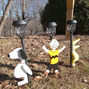 Charlie Brown With Snoopy and Woodstock Solar Lights - Etsy
