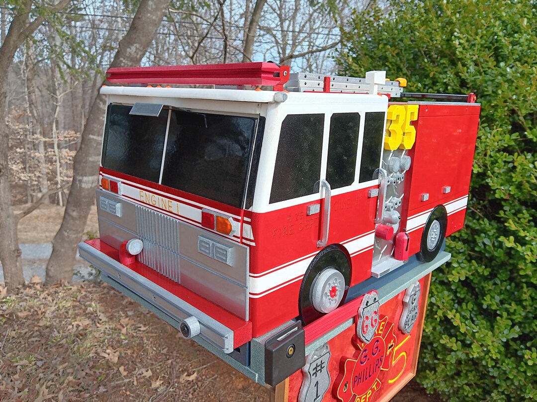 Firetruck Mailbox Replicating Stations Engine - Etsy