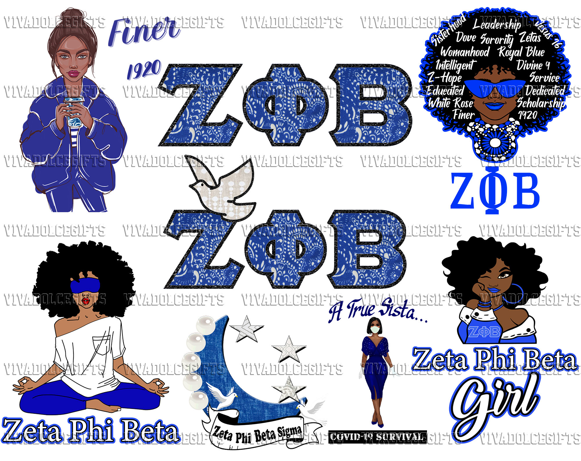 Zeta Phi Beta sorority PNG print Zeta 1920 PNG file Greek | Etsy