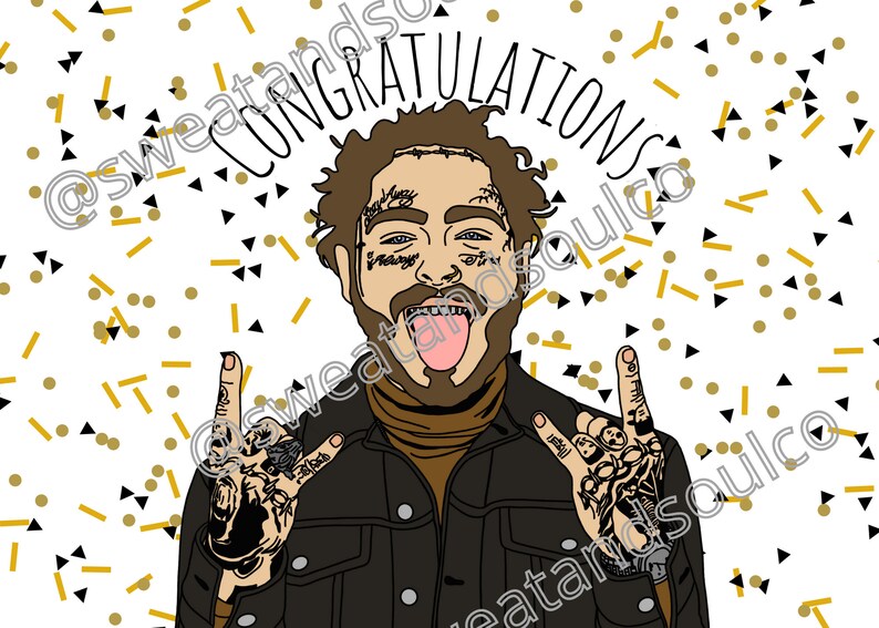 Digital Print Graduation/congratulations Card post Malone, Graduation ...
