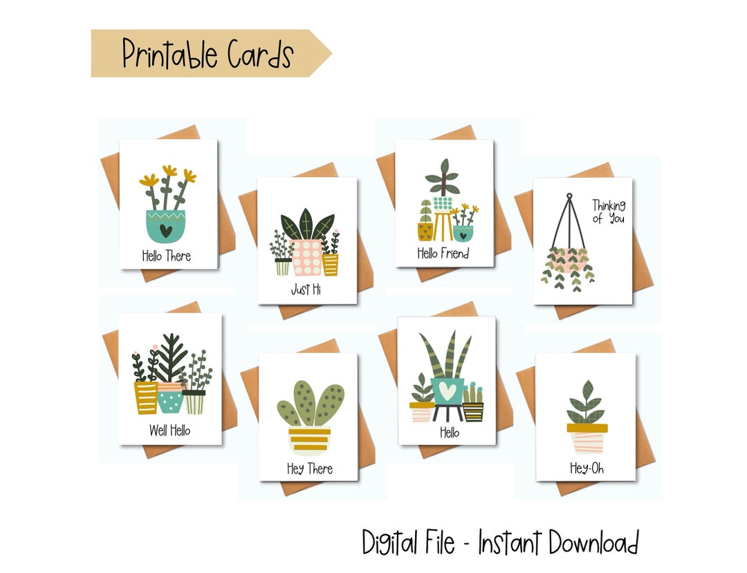 Plant Notecards Cute Notecards Teacher Notecards Hello A2 - Etsy