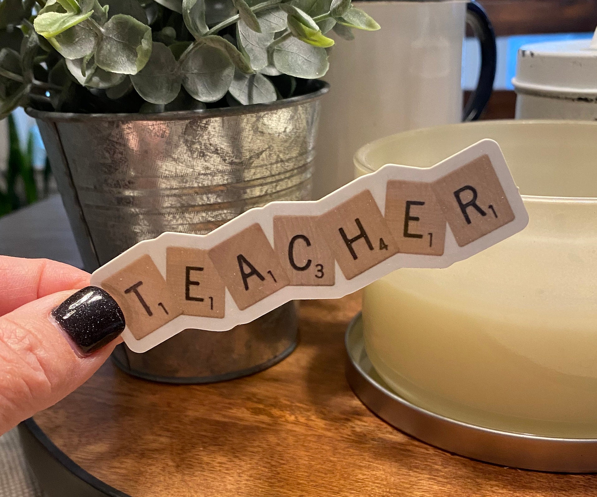 Teacher Sticker Teacher Scrabble Tiles Laptop Sticker Water | Etsy