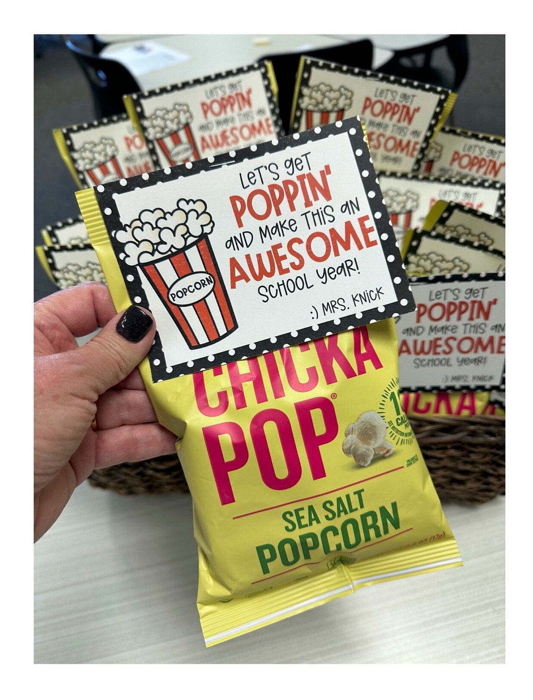 Popcorn Gift Tag, Back to School Gift, Editable Gift Tag, First Day of ...