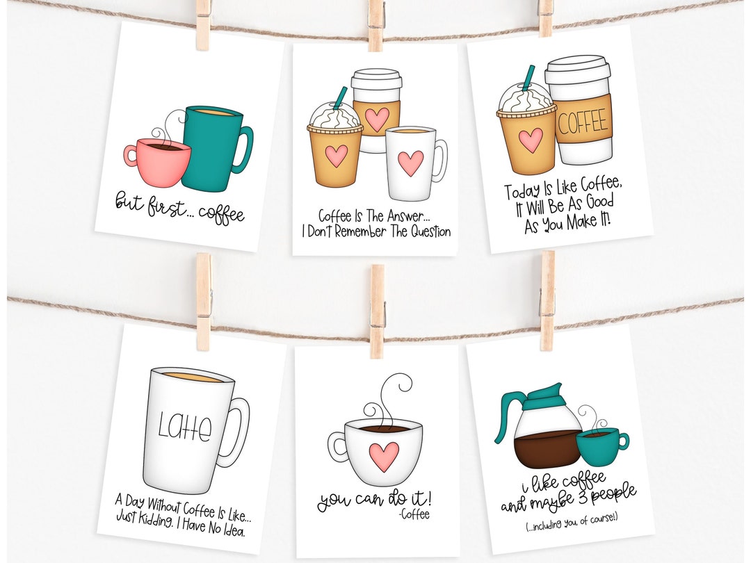 Coffee Notecards, Printable Notecards, Teacher Cards, Coffee Stationary ...