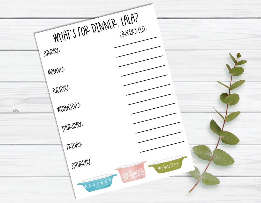Meal Plan Notepad, Grocery List Notepad, Personalized List Notepad ...