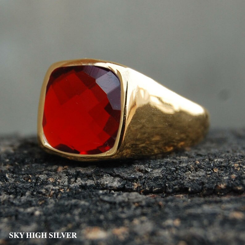 Ruby Ring-ruby Quartz Ring Signet Ring red Gemstone Stone 925 Sterling ...