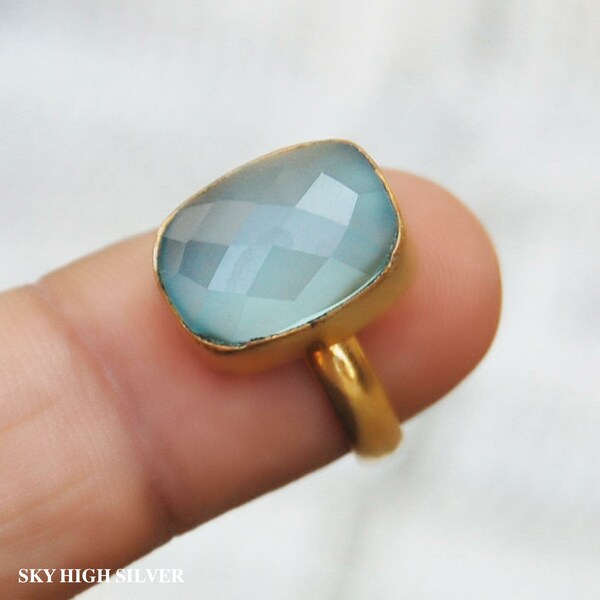 Aqua Chalcedony Ring - Etsy