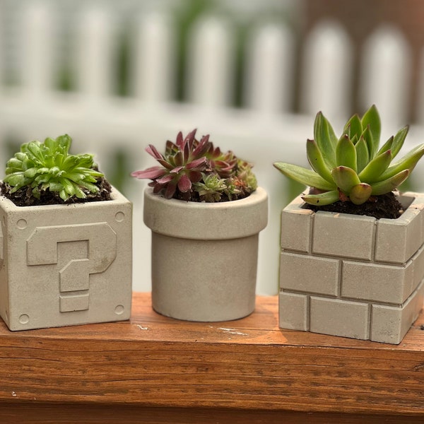 Mario Concrete Planter - Etsy