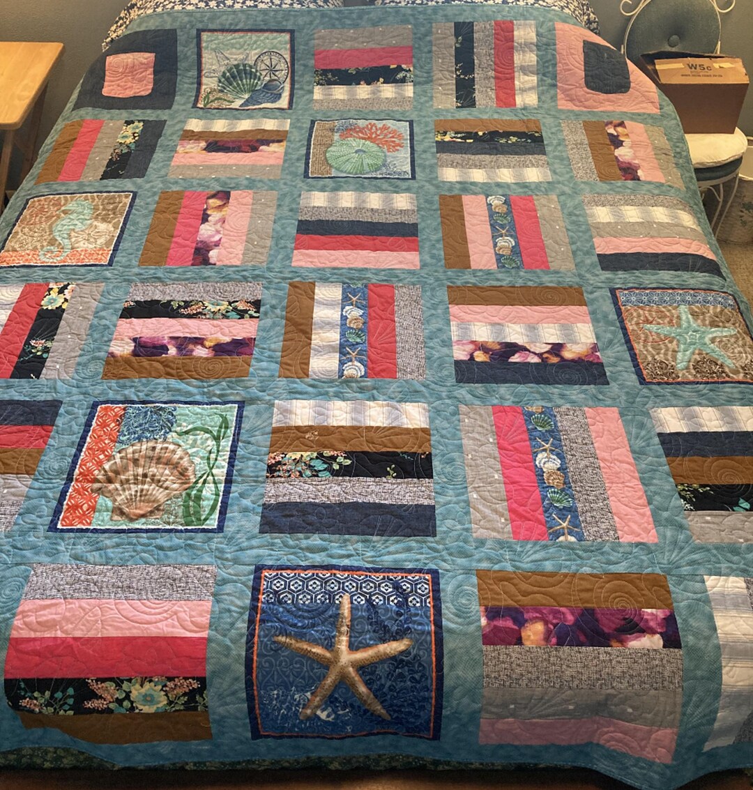 Beachcomber Twin-sized Quilt (62.5" X 75") - Handmade, Pieced, Machine ...