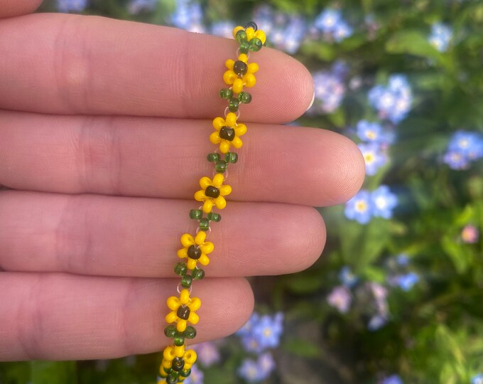 Sunflower Bead Bracelet - Etsy