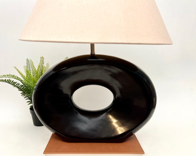 Vintage Donut Shaped Table Lamp Black Ceramic | Vintage MCM Lighting - Etsy