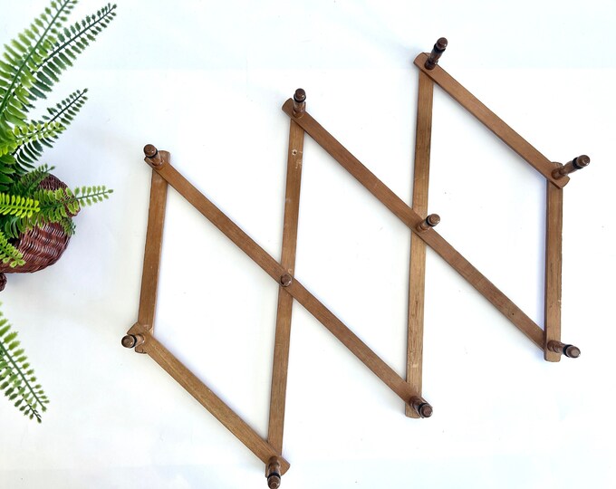 Vintage Extra Large Wooden Accordion Hanging Rack Wooden Accordion Peg ...