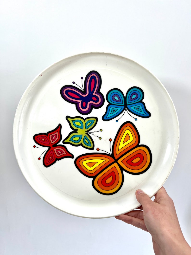 Vintage Psychedelic Butterfly Serving Tray - Etsy