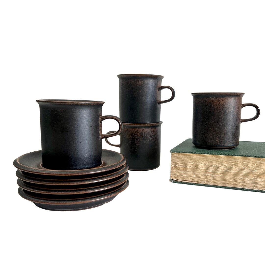 Set of 4 Vintage ARABIA of Finland Coffee Mugs and Saucer Sets - Ruska ...