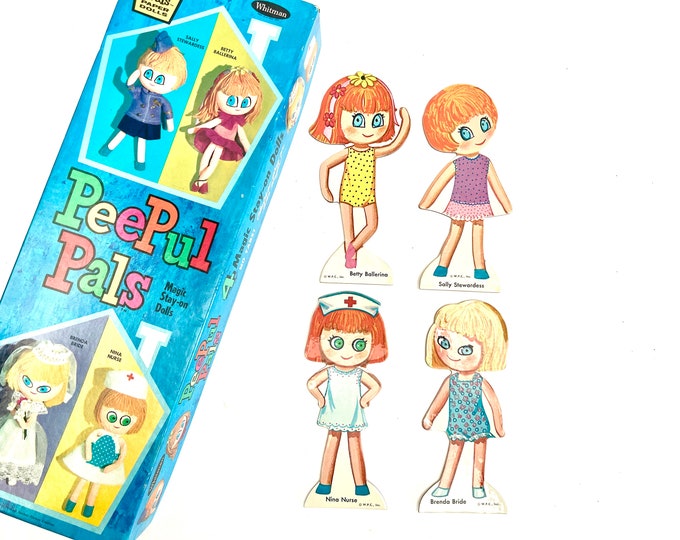 Vintage Peepul Pals Paper Dolls | 1960s Mid Century Magic Stay-on Dolls ...