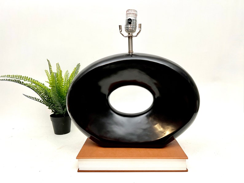 Vintage Donut Shaped Table Lamp Black Ceramic Vintage MCM - Etsy