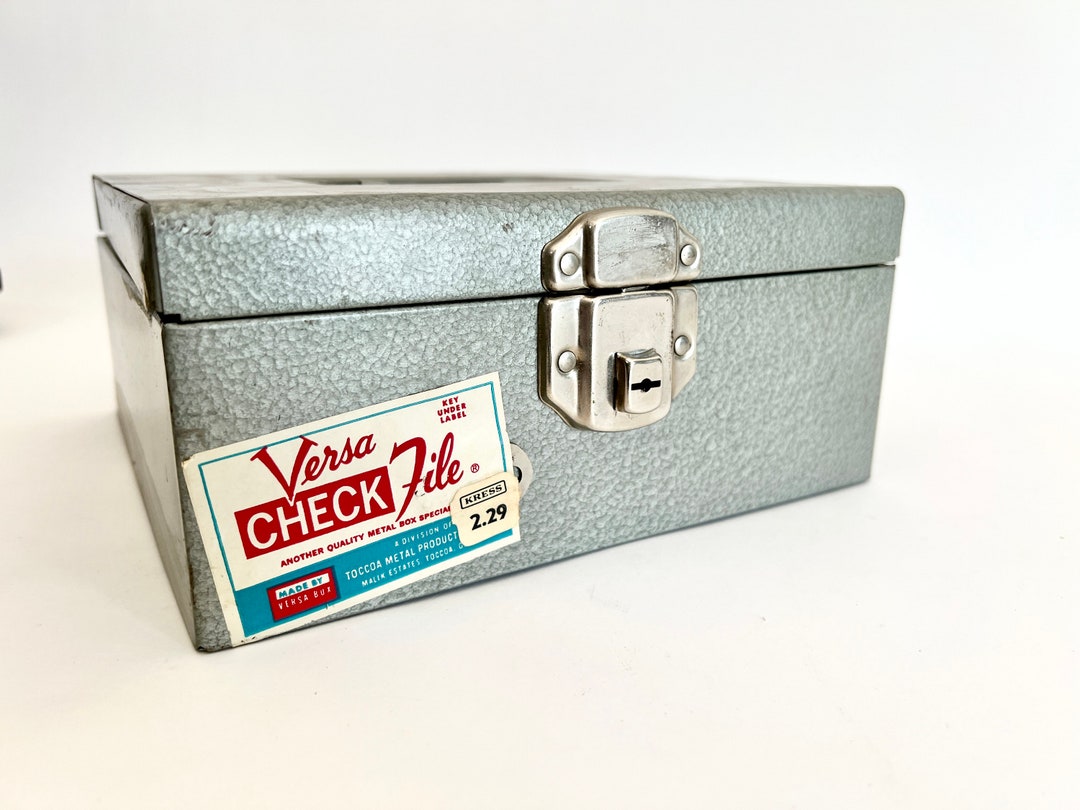 Vintage Industrial Gray Steel File Box for Office and Home Organization ...