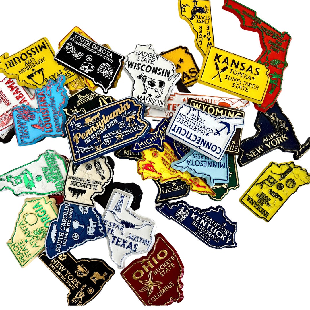 Vintage 80s Plastic State Refrigerator Magnets – Collectible USA Travel ...