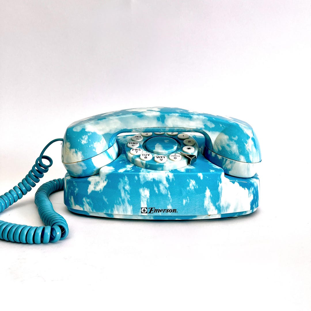 Vintage Emerson Cloud Phone – Blue Sky Print Landline Telephone, Model ...