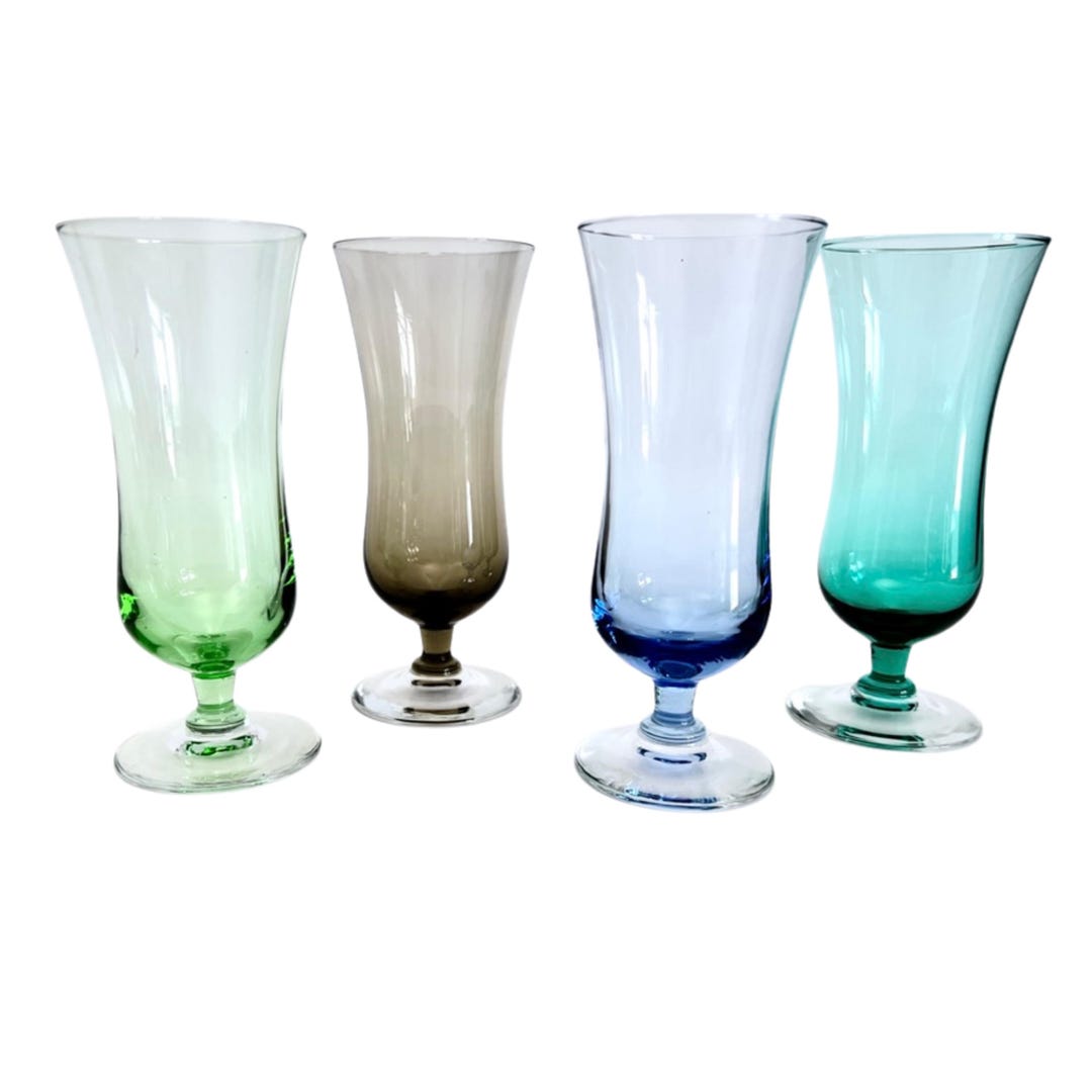 Vintage Mid-century Multicolor Glassware Set - Set of 4 - Tulip Shaped ...
