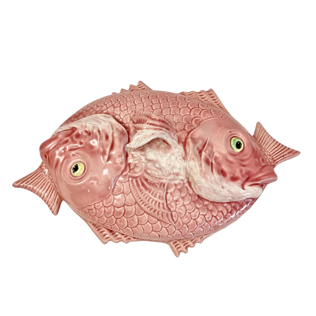 Vintage Bordallo Pinheiro Pink Fish Dish | Portuguese Majolica ...