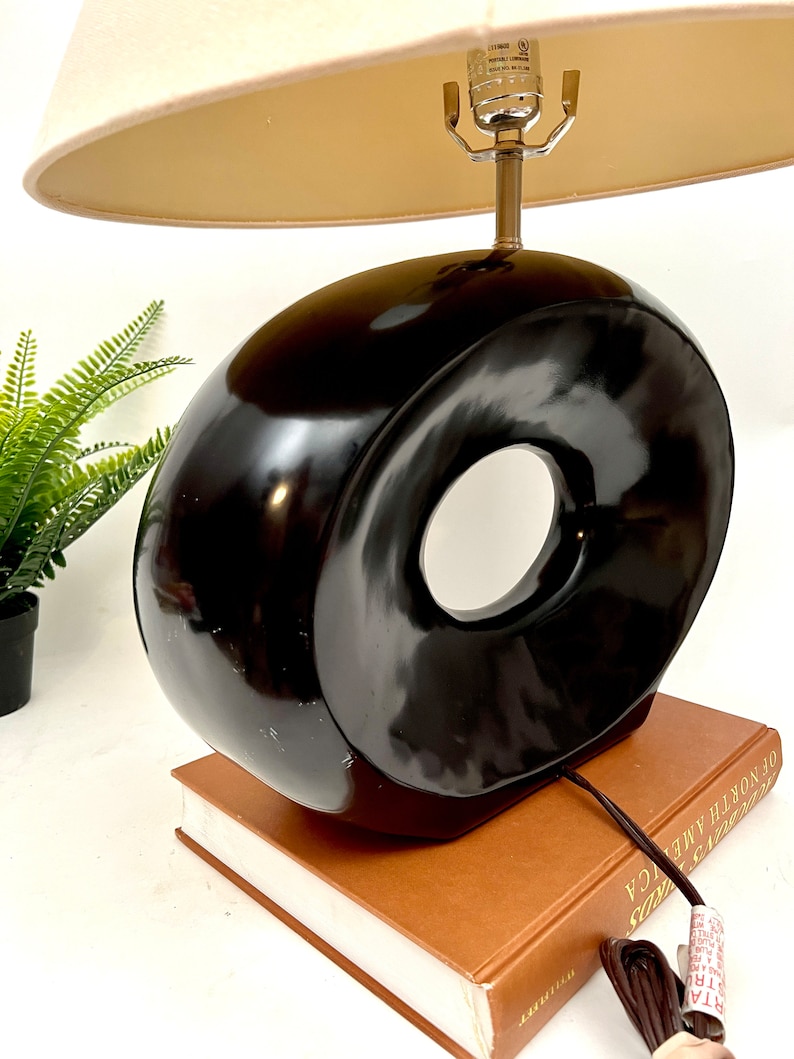 Vintage Donut Shaped Table Lamp Black Ceramic Vintage MCM - Etsy