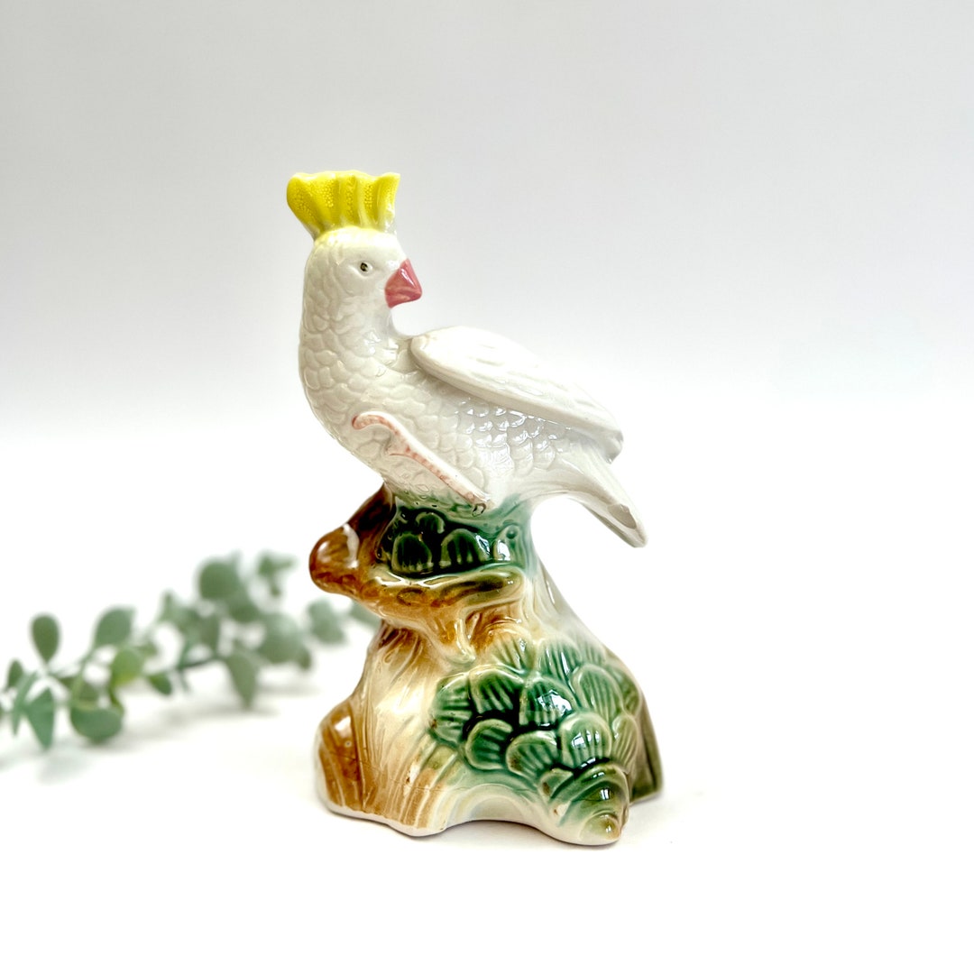 Vintage Ceramic Cockatoo Bird Figurine | MCM Bird Statue Sculpture - Etsy