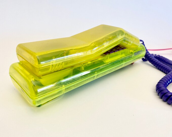 Vintage Swatch Twin Phone DISPLAY ONLY | Neon Green Purple and Pink ...