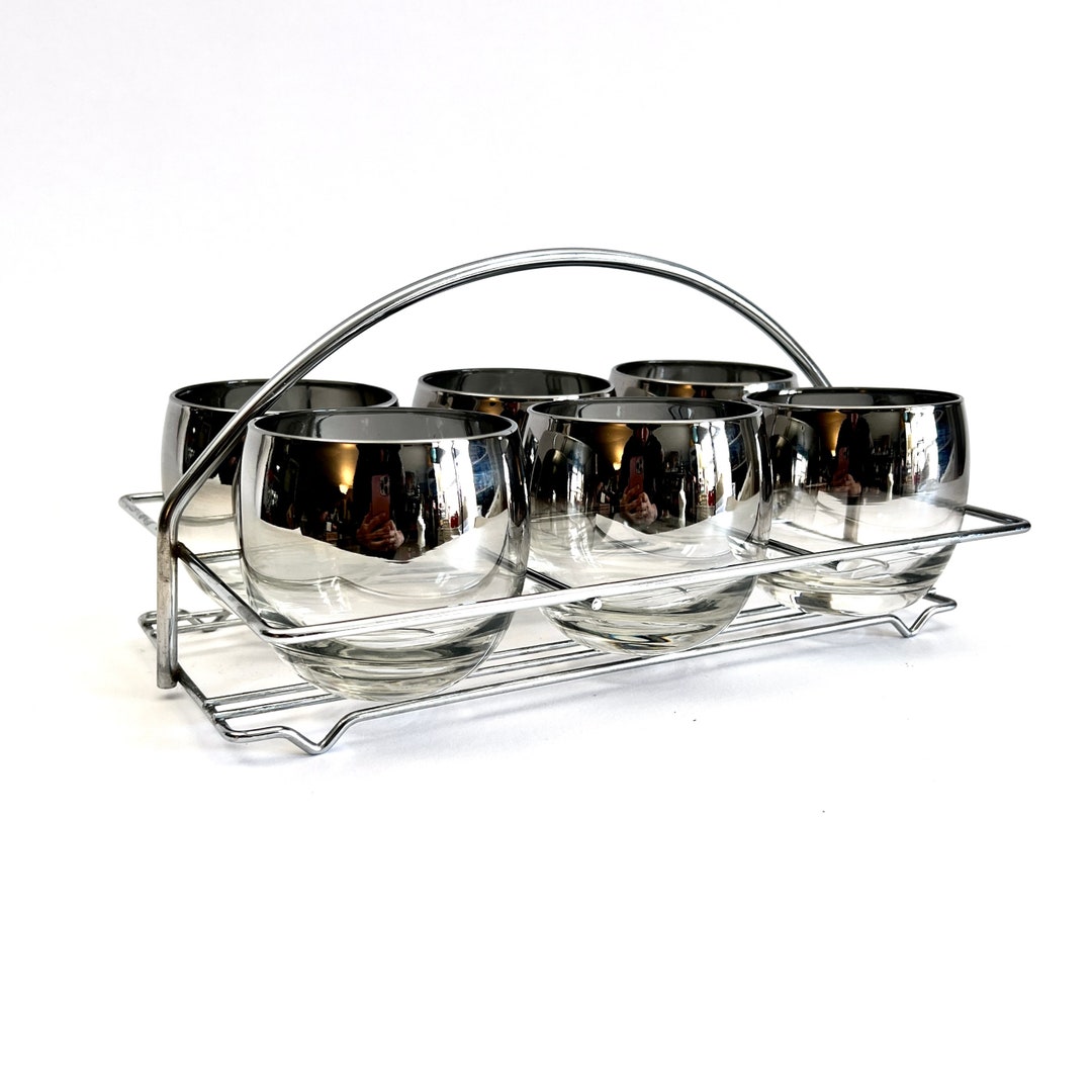 Vintage Roly Poly Cocktail Glasses With Chrome Carrier | Set of 6 ...