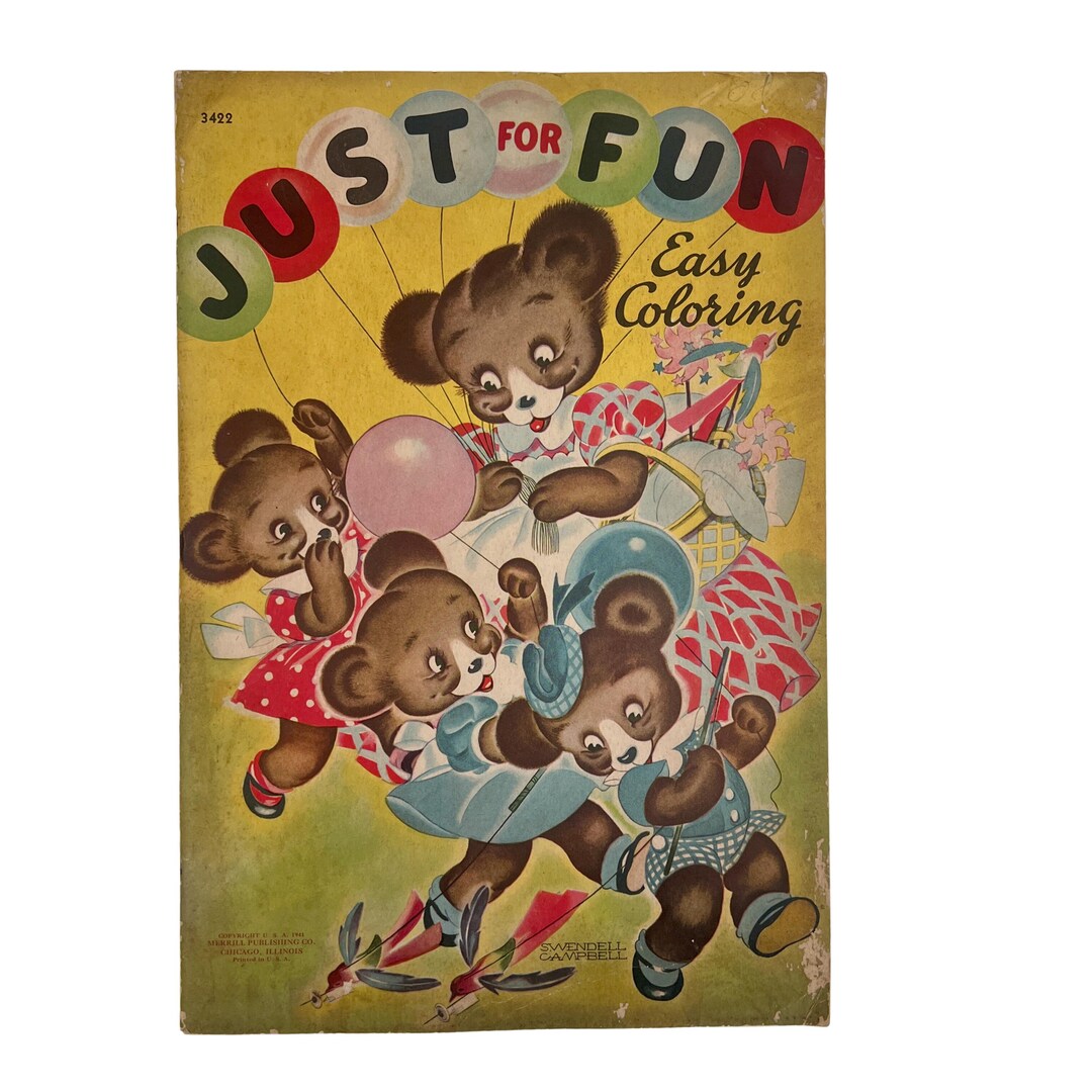 Vintage 1946 "just for Fun" Easy Coloring Book – Merrill Publishing Co ...