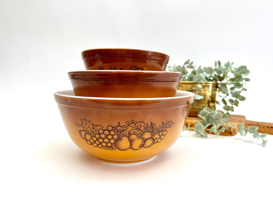 Vintage Pyrex Old Orchard Mixing Bowls Set of 3 Nested Mixing Bowls - Etsy