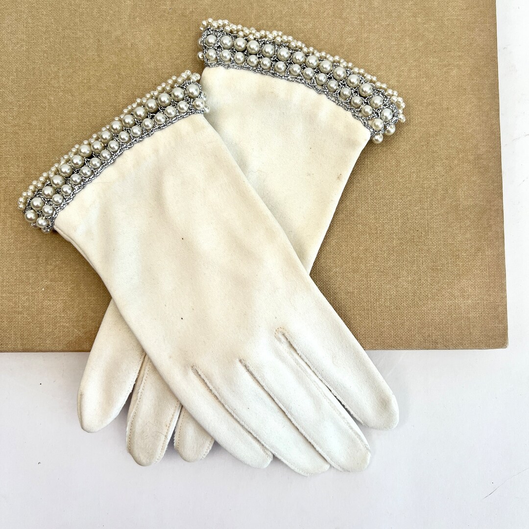 Vintage Cream Pearl Beaded Gloves | Kayser Size 7 | Wedding Gloves - Etsy