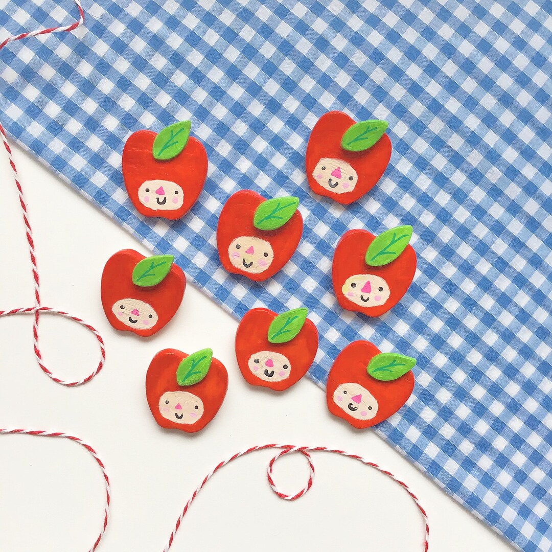 Apple Handmade Cute Kidcore Clay Pins - Etsy