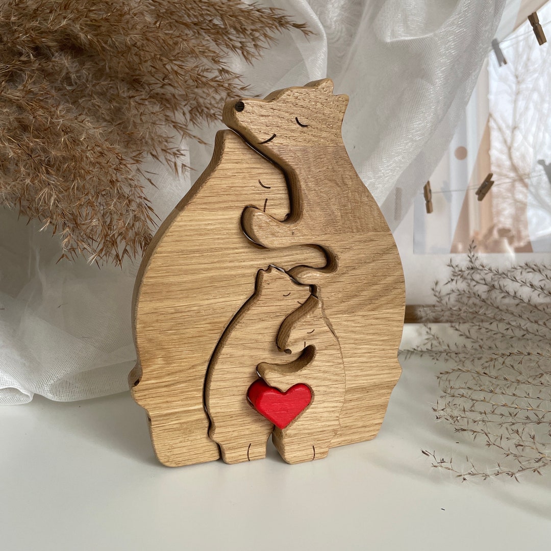 Wooden Bear Family Puzzle, Family Keepsake Gifts, Animal Wooden Toys ...