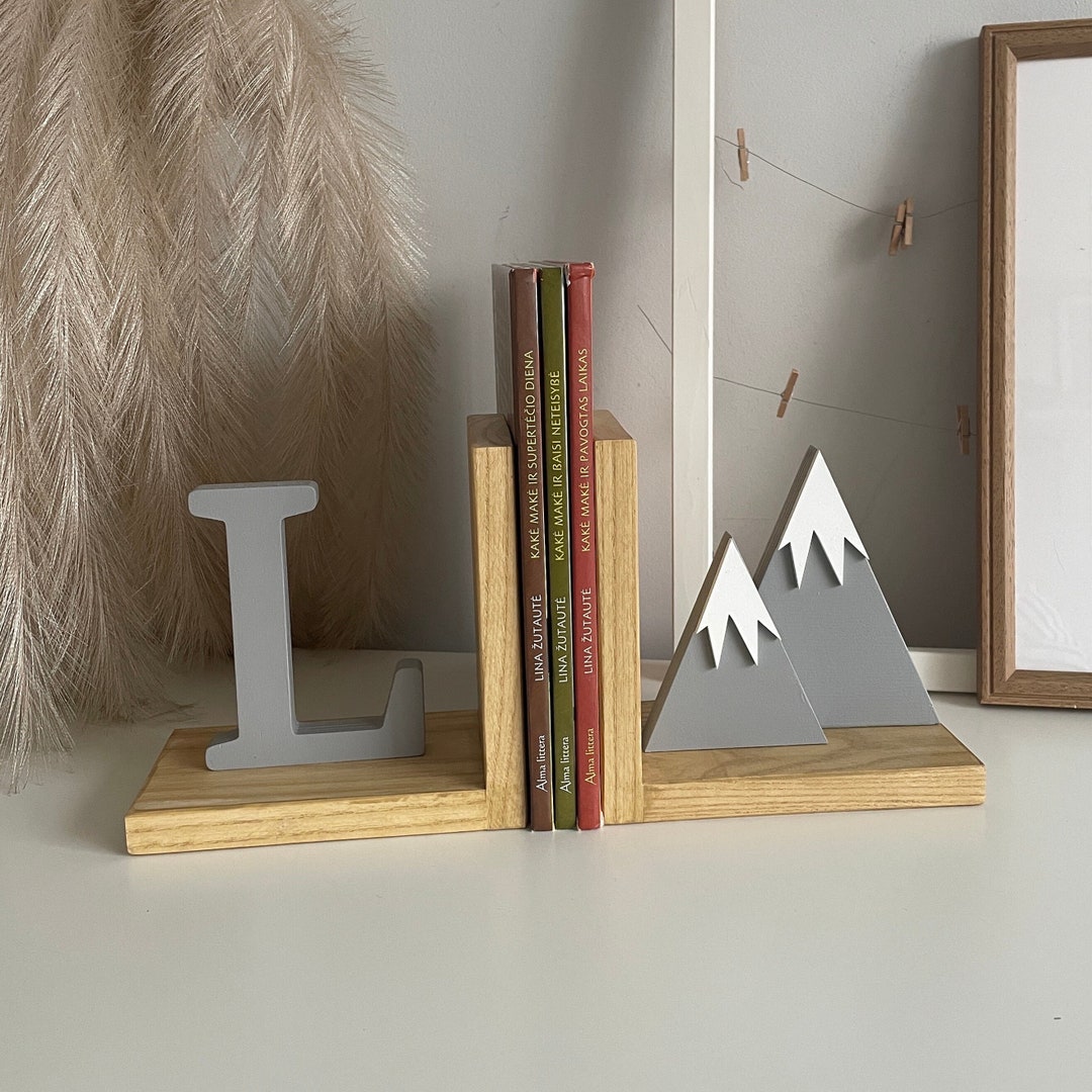Bookends for Kids Room Mountains, Personalised Baby Nursery Decor ...