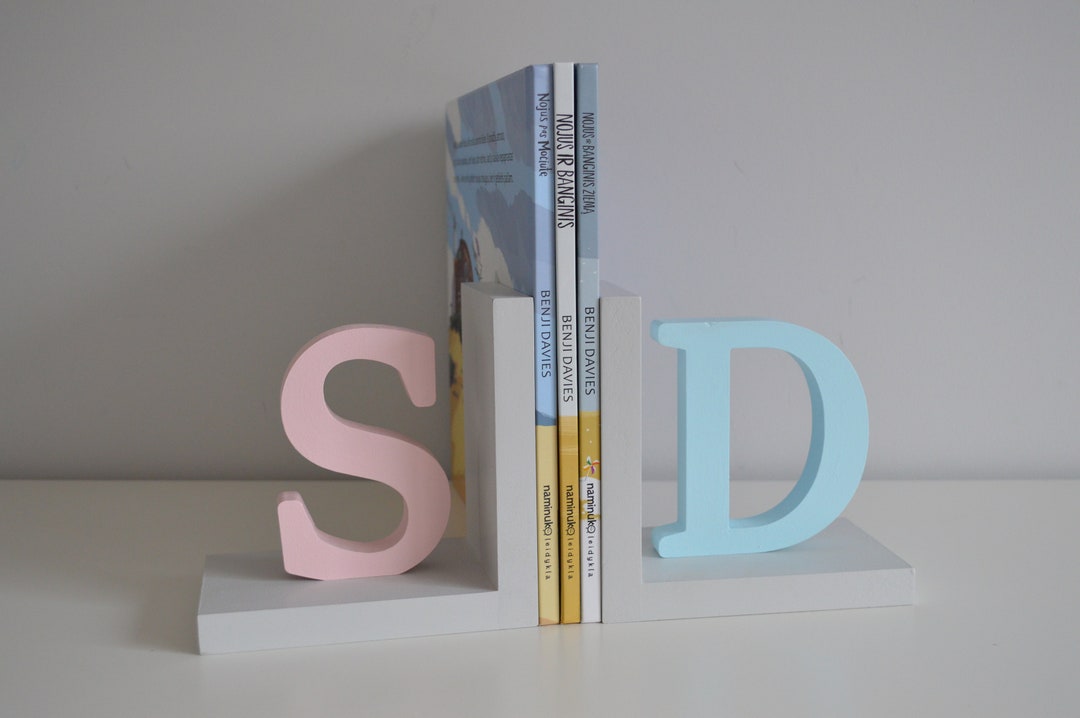Personalized Baby Book Ends First Initials,bookend for Kids Room,baby Girl Boy Nursery Decor ...