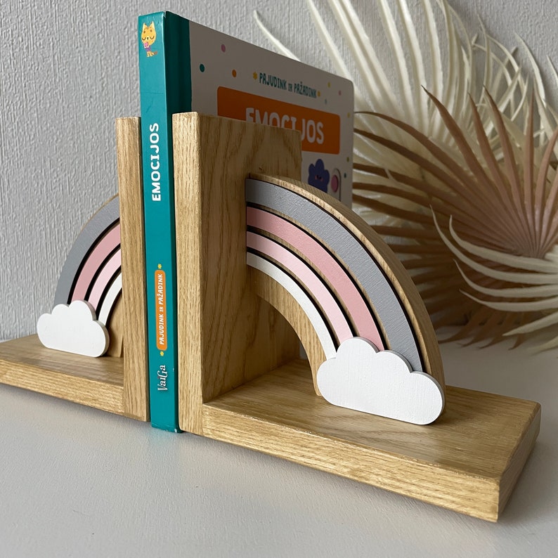 Pastel Pink Rainbow Baby Book Ends, Bookend for Kids Room,baby Girl ...