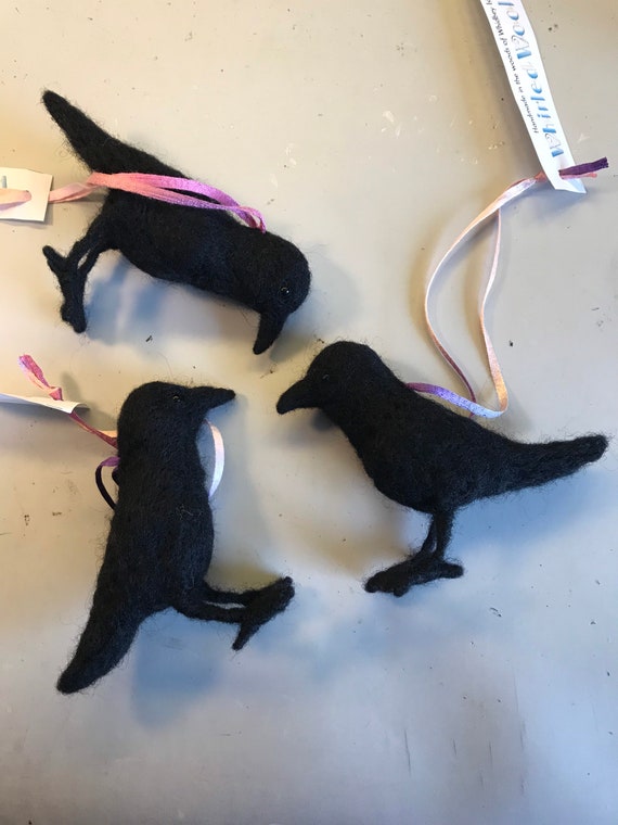 Needle Felted Crow Ornament - Etsy