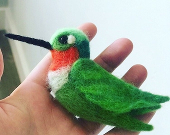 Needle Felted Hummingbird Sculpture Made to Order - Etsy